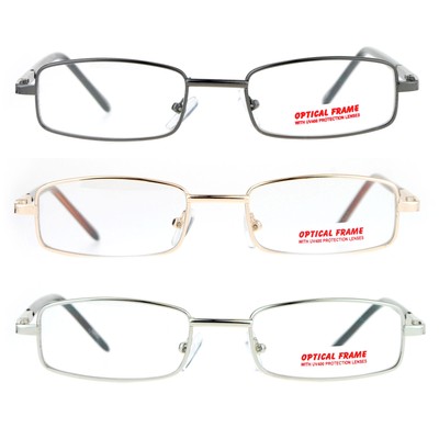 SA106 Classic Narrow Rectangular Metal Mens Clear Lens Eye Glasses | eBay