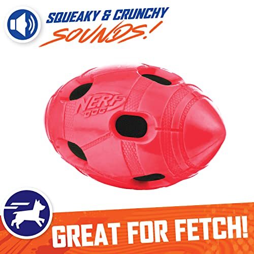 Rubber Football Dog Toy with Interactive Squeaker and Crunch ...