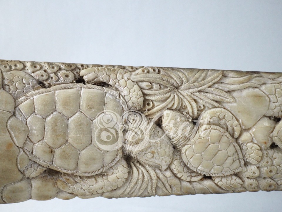 Swordfish Bill Real Marlin Bone Carved Handmade Antique Big Turtle 30 ...