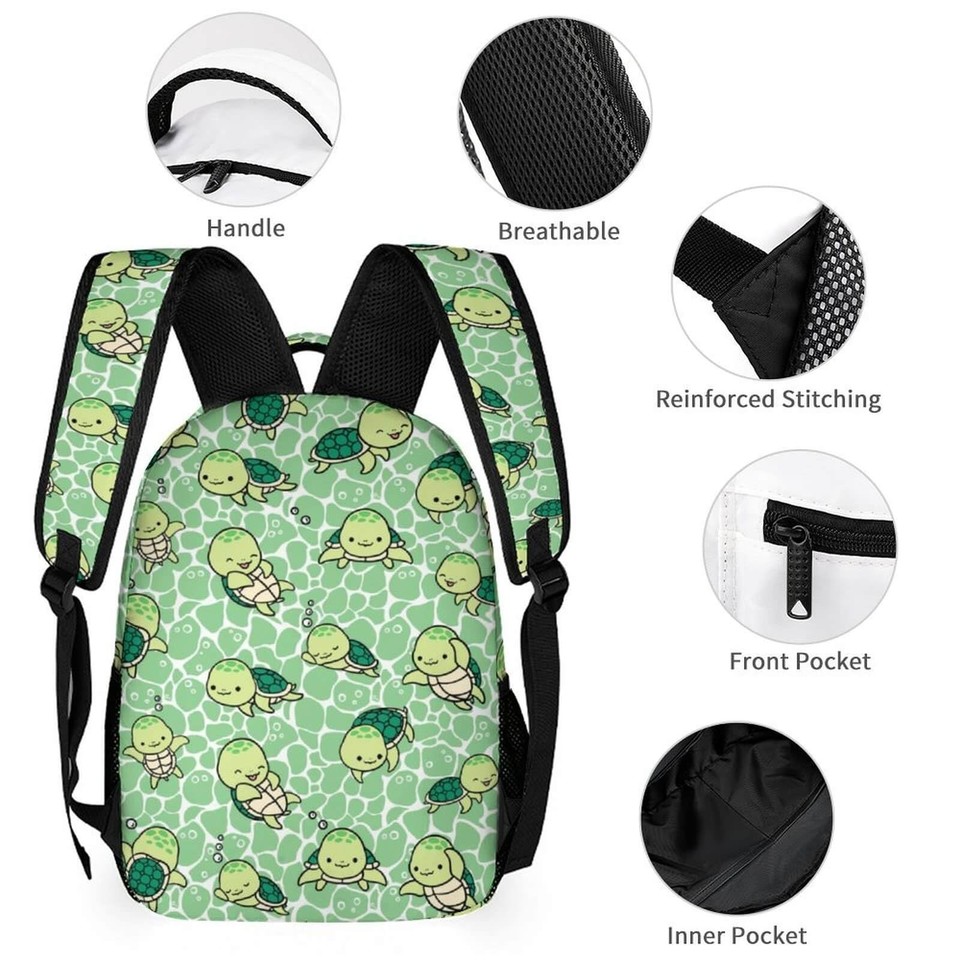 Sea Turtle Backpack with Lunch Box & Pencil Case for Girls Boys School ...