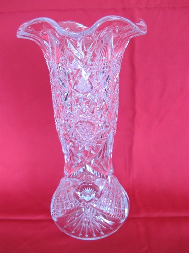 LIBBY CUT CRYSTAL 12" AMERICAN BRILLIANT HOBSTAR VASE | eBay