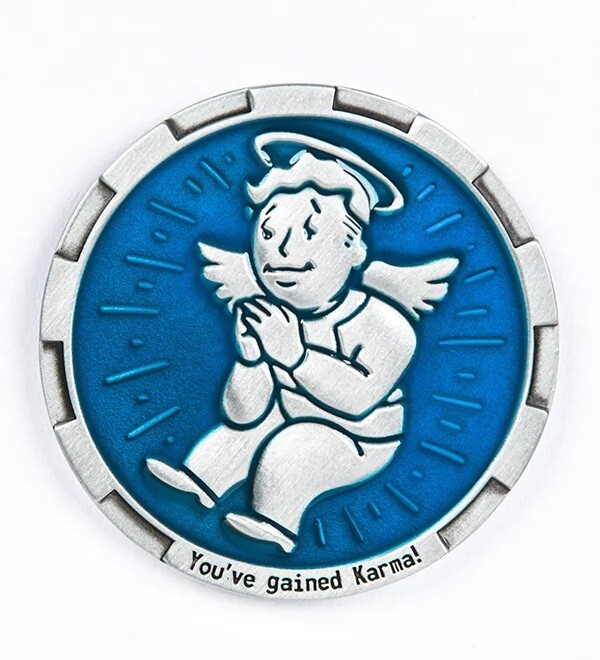 Fallout Gained Lost Karma Flip Coin Blue Red FNV Authentic Bethesda ...