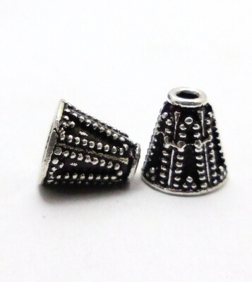 16 Pcs 8mm Solid Copper Cone Bead Cap Oxidized Silver Plated ha-465 ...