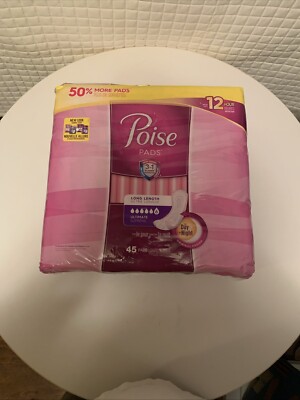 Poise Incontinence Pads Women Ultimate Long 45 Count Fresh Protection ...