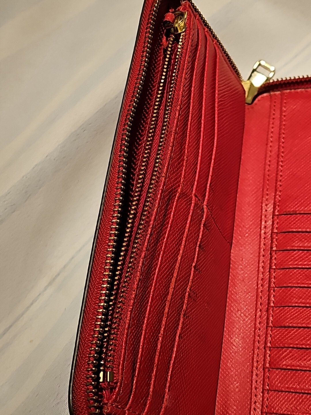 Tory Burch Continental Solid Red Leather Zip Around Large Wallet Long ...