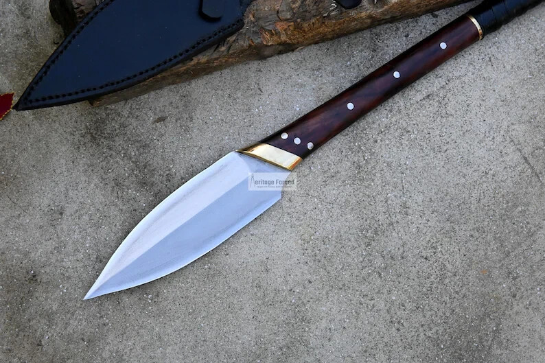 Custom Handmade Carbon Steel Blade Leaf Spear Sword - Hunting Spear ...