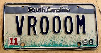 1988 SOUTH CAROLINA VANITY LICENSE PLATE " VROOOM " SC FAST VETTE TURBO ...