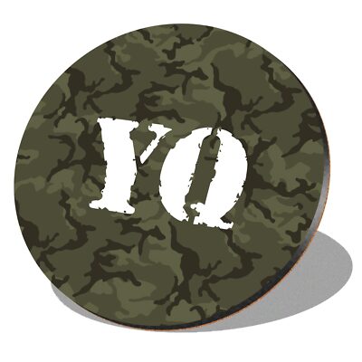 1 x Round Coaster - Letters YQ Camouflage Army Military Initial #269874 ...