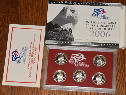 2006 US Silver Proof State Quarter 5 Coin Set W/ Box COA | eBay