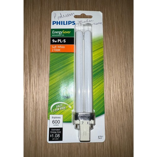 NEW Philips 9-Watt PL-S 2-Pin Base Soft White CFL- G23 - 600 Lumens ...