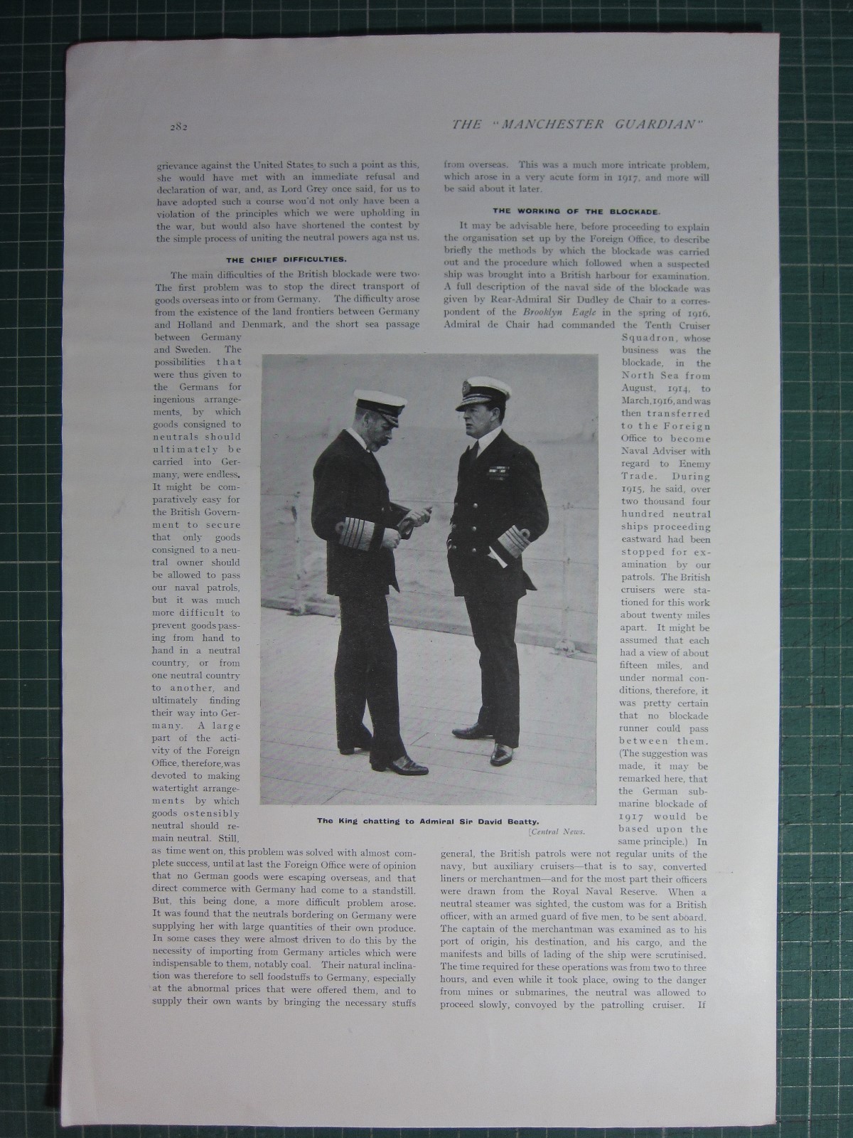 1917 WWI WW1 PRINT ~ THE KING CHATTING TO ADMIRAL SIR DAVID BEATTY ...