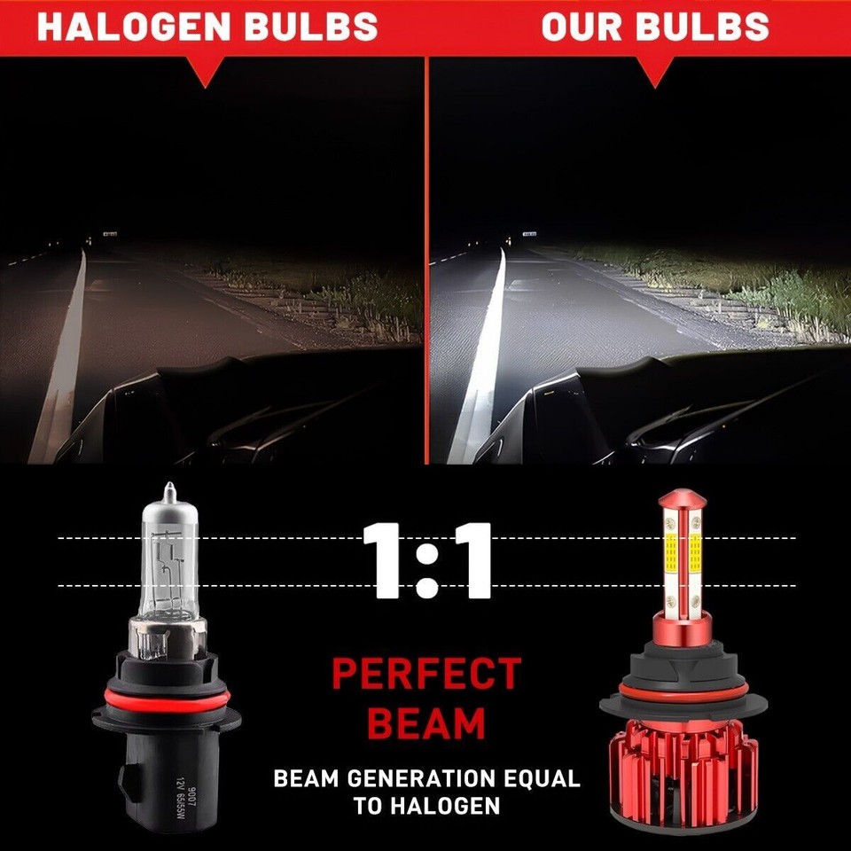 2x 9007/HB5 LED Headlight Bulbs Kit 6500K White High Low Beam Light ...