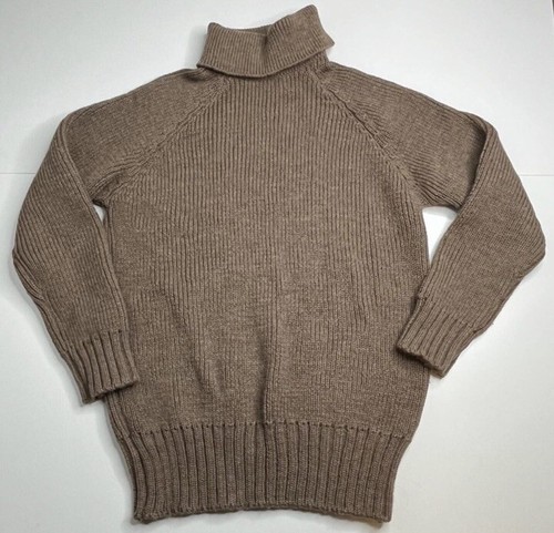 Woolmark Handcrafted Wool Brown Knit Long Sleeve Vintage Sweater Women ...