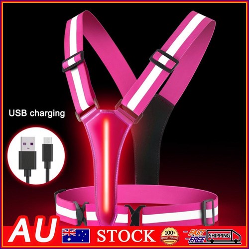LED Night Running Security Vest Reflective Warning Lights Elastic Band ...