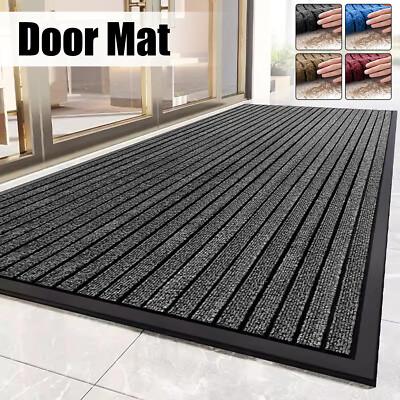 Non Slip Rubber Door Mat Heavy Duty Washable Rug Indoor Outdoor Welcome ...