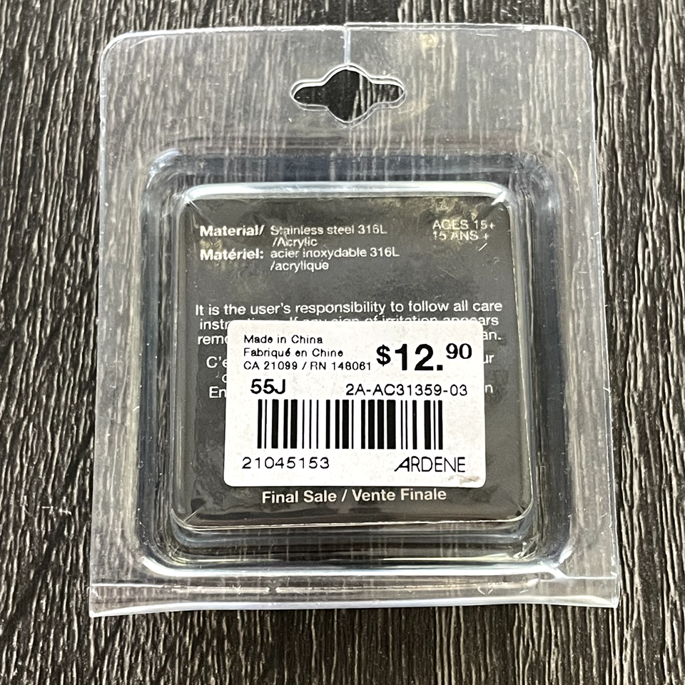 Ardene Navel 14G Stainless Steel 316L Belly Button Ring Jewelry Purple ...