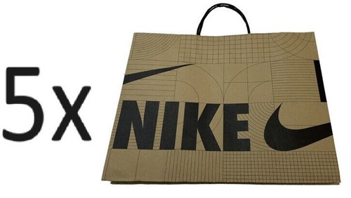 Lot of 5 NEW NIKE Iconic Swoosh Brown Paper Shopping Bags Retail Store ...