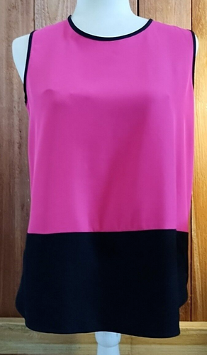 Calvin Klein Sleeveless Top Small Fuchsia Pink With Black Accents Shell ...