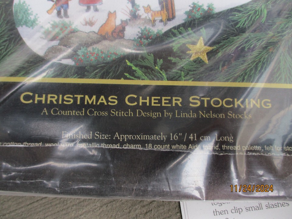 DIMENSIONS GOLD CHRISTMAS CHEER STOCKING 16" CTD CROSS STITCH KIT RARE ...