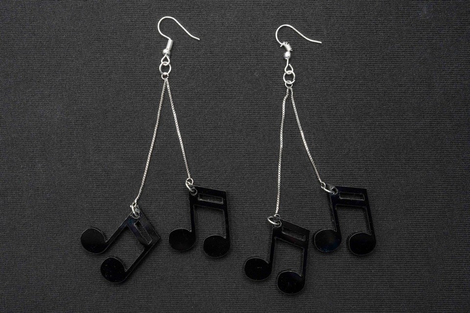 Sixteenth Note Earrings Miniblings Pendant Music Acrylic Glass Black | eBay