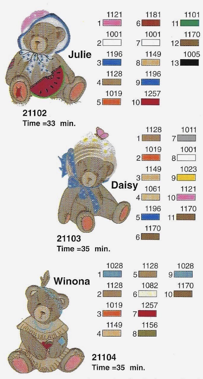 CHERISHED TEDDIES COL. 1 Embroidery Card - Brother, Baby Lock, Bern ...