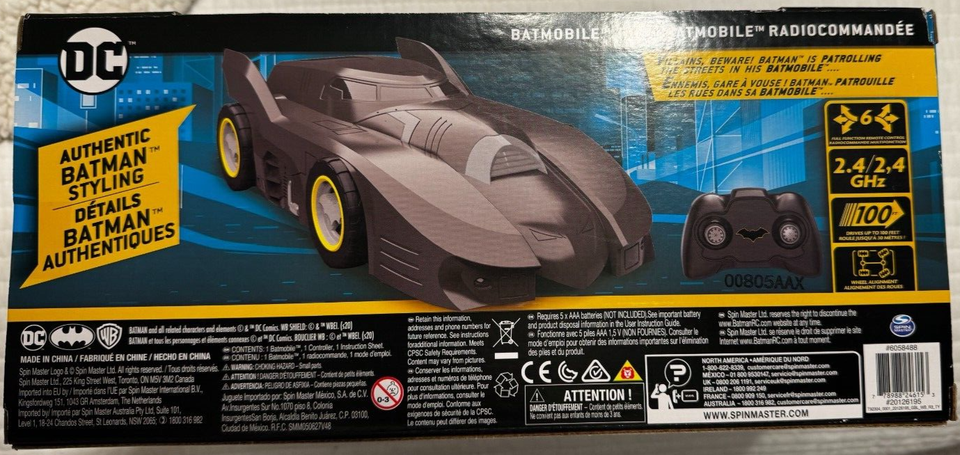 NEW Batman Rc Batmobile Remote Control Car Complete By Spinmaster DC ...