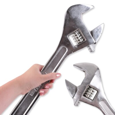 EXTRA LARGE ADJUSTABLE WRENCH 18" Spanner Bathroom Nut DIY 28-52mm Jaw ...