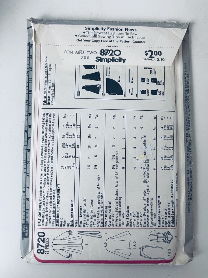 Vintage Simplicity 70s Girls Wonder Woman Batgirl Pattern #8720 UNCUT ...