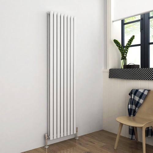 White Vertical Designer Radiator Double Oval Column Panel Rads 1800 x ...