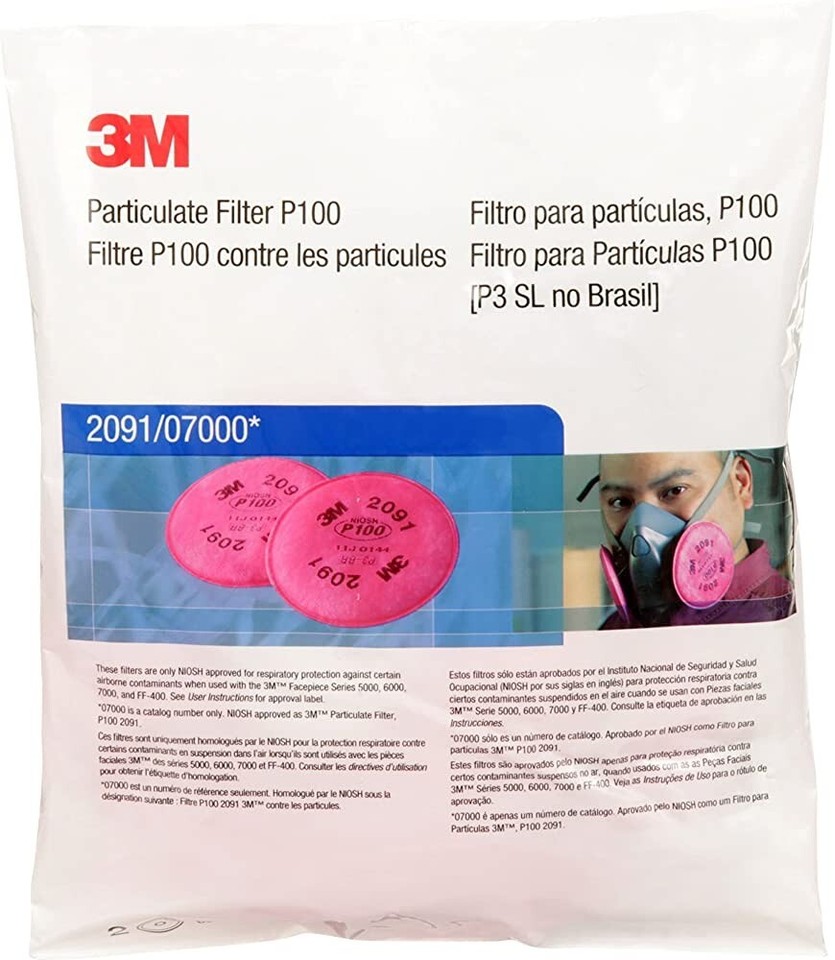 10 Packs 3M 2091 P100 Replacement Particulate Filters Respirator ...