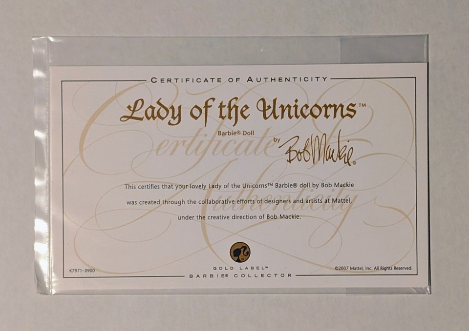 Lady of the Unicorns ( Gold Label ) Barbie By Bob Mackie Collectors ...