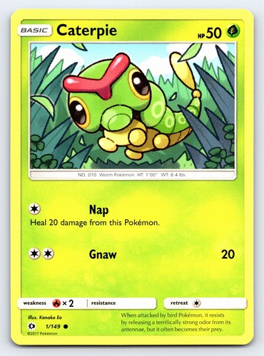 Caterpie 1/149 Common Sun & Moon Base Set Pokemon Card - NM | eBay