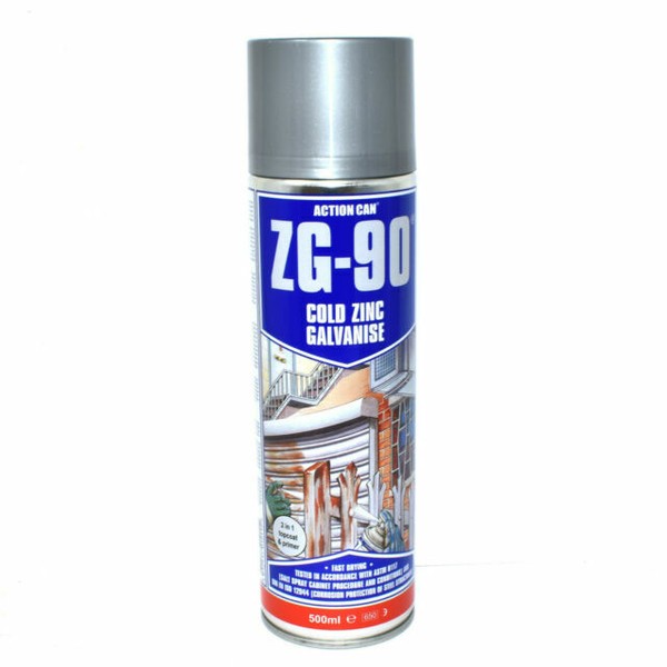 Action Can ZG-90 Cold Zinc Galvanising Paint - Silver Bright Finish for ...