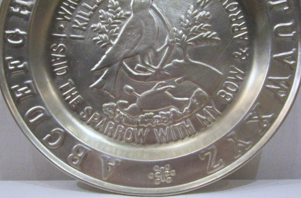 Vintage Country Pewter "Who Killed Cock Robin" ABC Plate Jay Stauffer ...