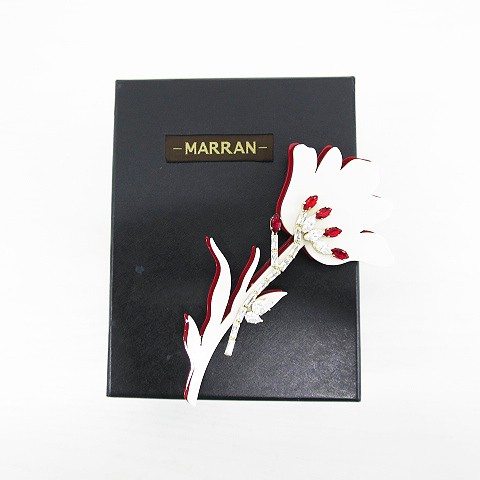 MARRAN Flower Brooch Red & White New Boxed Rare Jewelry | eBay