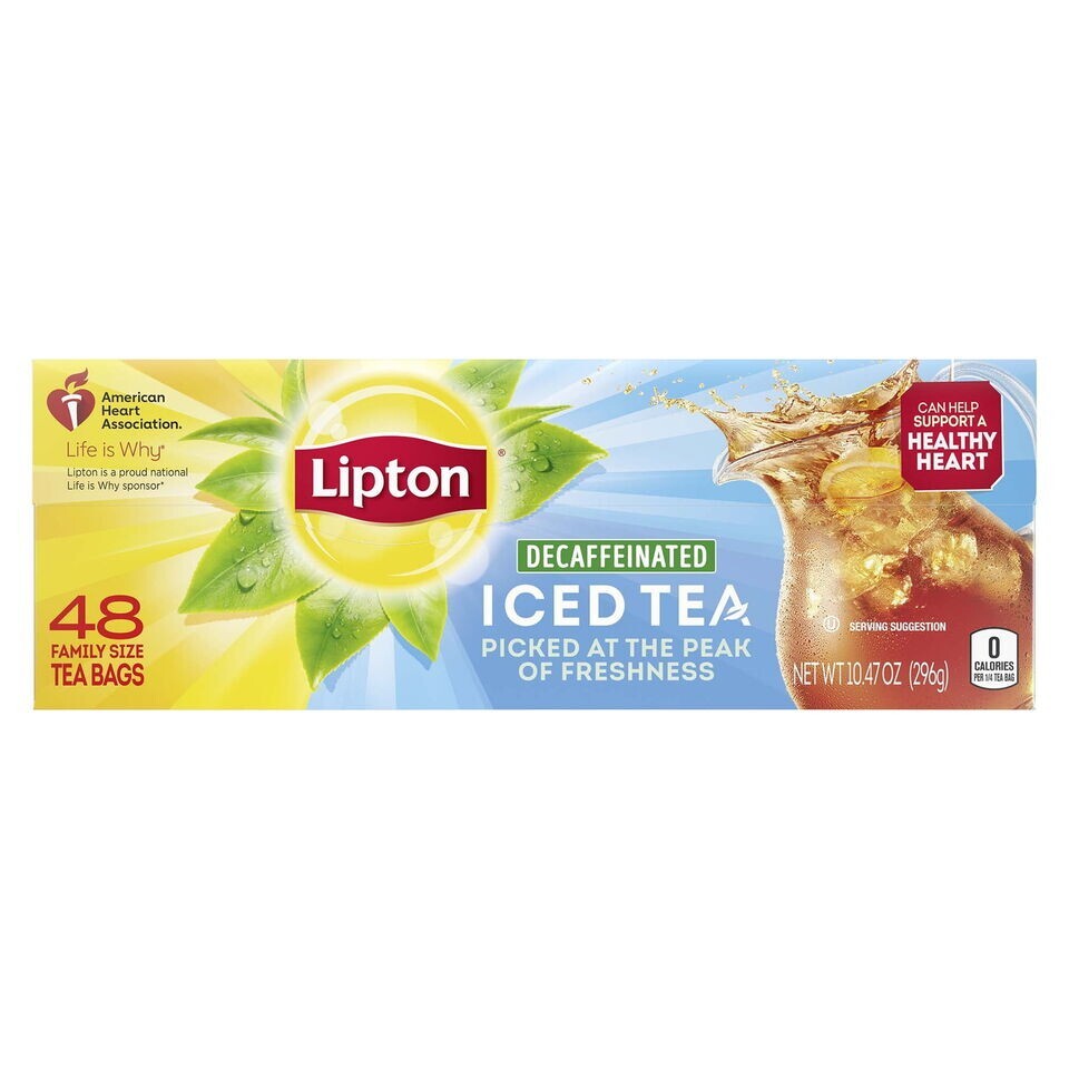 Lot of 3 Lipton Family Sized Iced Black Tea Decaffeinated Tea Bags 48 ...