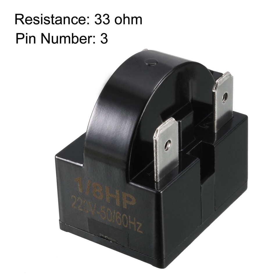 Refrigerator Start Relay 33 Ohm 3 Pin + Compressor Thermal Overload ...