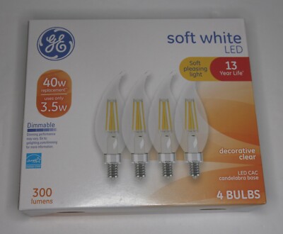GE LED 4-Pack 40w/3.5w Soft White Decorative CAC Dimmable Bulb 32211 ...
