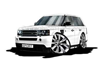 Range Rover Sport White Caricature Car Cartoon A4 Print - Personalised ...