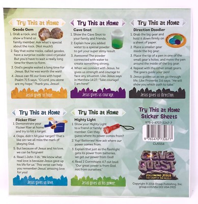 VBS Group Cave Quest - Try this at home sticker sheets church sunday ...