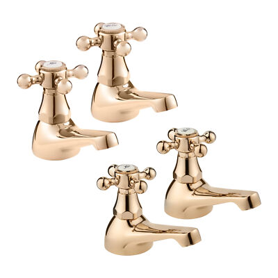 Deva Tudor Basin Taps and Bath Taps Pair - Gold Bathroom Taps | eBay UK