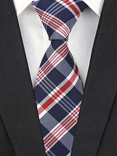 Men's Gingham Check Stripe Ties Pattern Business One Size Red Blue ...