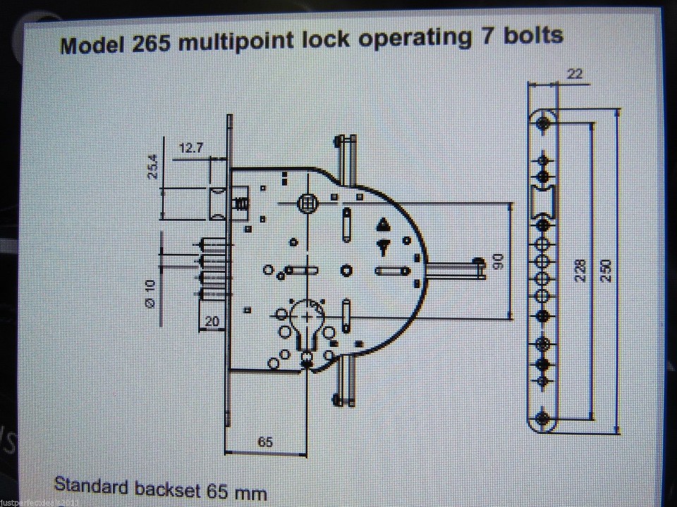 MUL T LOCK Multi Point Lock Mechanism Mortise 265 4-way locking Lock ...