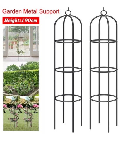 2X 1.9m Outdoor Garden Metal Obelisk Climbing Plant Support Frame ...