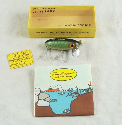 Old Vintage FRED ARBOGAST JITTERBUG Lure + Box + Paper - New in Box ...