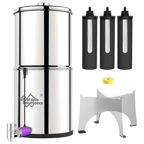 MS Gravity-fed Water Filter System, with 3 Filters, Metal Spigot ...