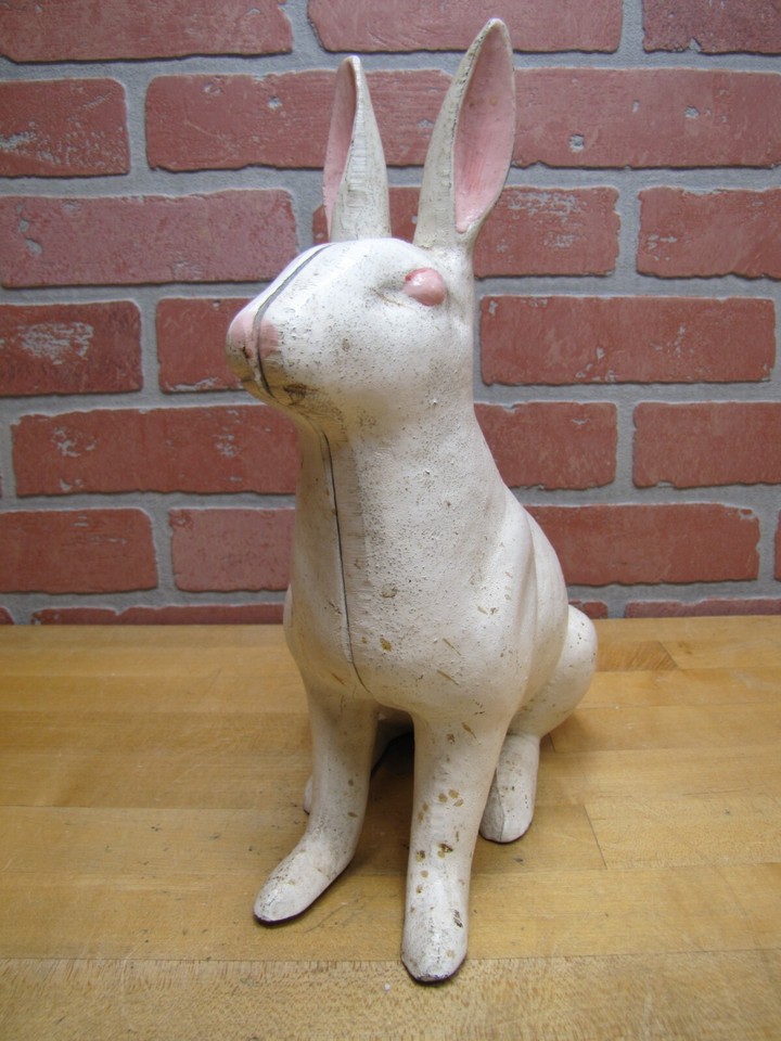 Antique Cast Iron Bunny Rabbit Doorstop Garden Yard Farm Decorative Art ...