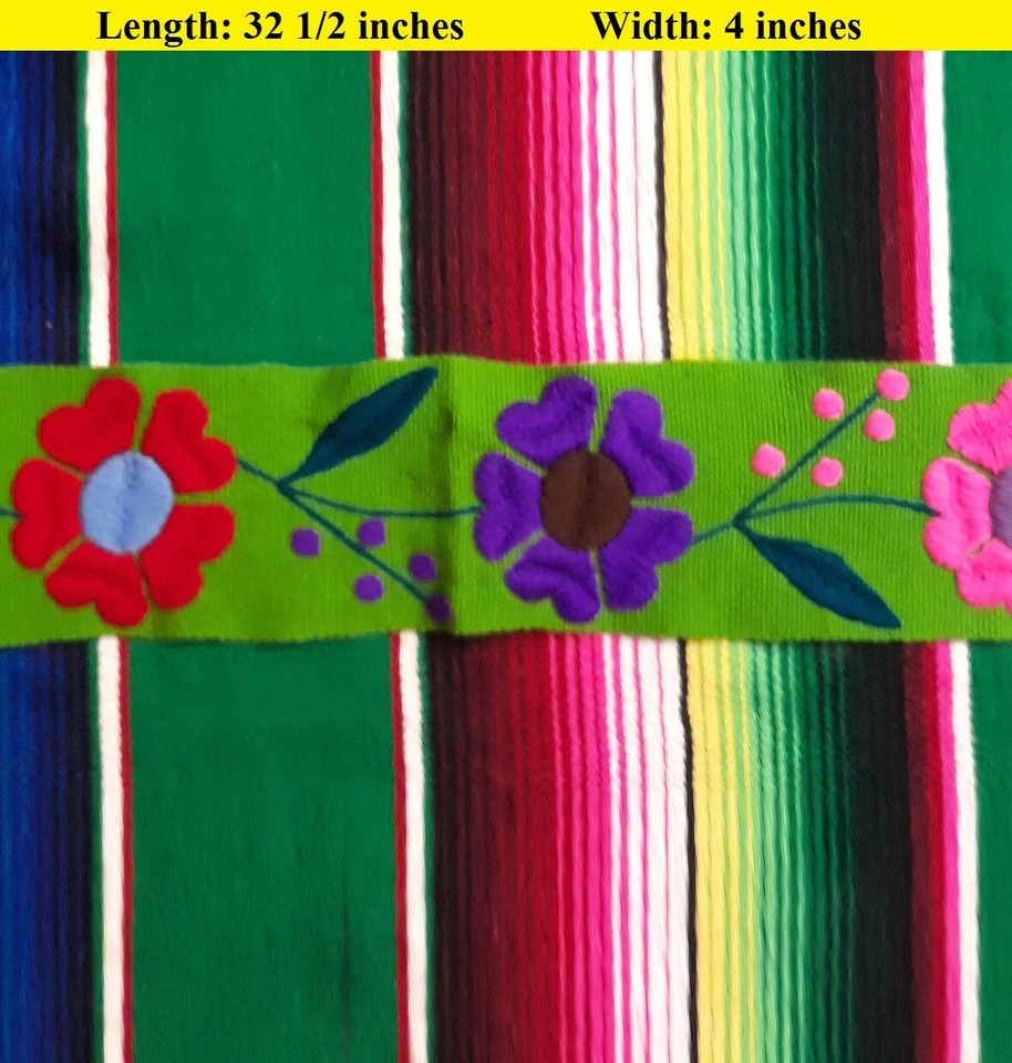 Handmade Mexican Embroidered Sash from Chiapas Zinacantan | eBay