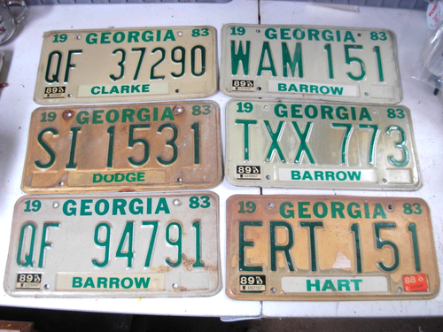 LICENSE PLATE GEORGIA 1983 1 LOT OF 6 PLATES OVER 5 YEARS OLD #1 | eBay