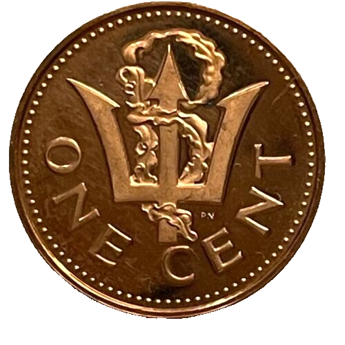 Barbados Cent, 1973 Gem Unc~1st Year Ever Minted~Trident~Free Shipping ...